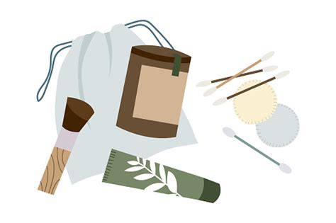 내츄럴 스킨 케어 유기농 잔인 하지 않은 화장품 비건 메이크업 얼굴과 바디 케어를위한 허브 뷰티 제품 벡터 플랫 만화 일러스트레이션 0명에 대한 스톡 벡터 아트 및 기타