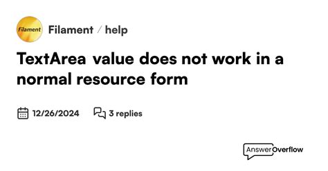 Textarea Value Does Not Work In A Normal Resource Form Filament
