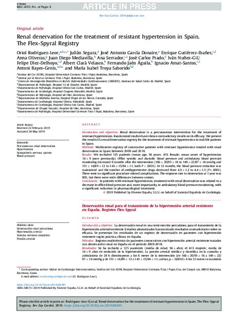 Pdf Renal Denervation For The Treatment Of Resistant Hypertension