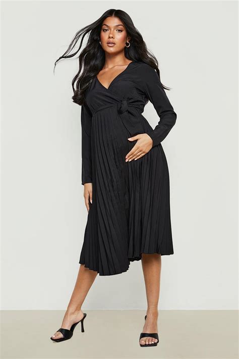 Maternity Occasion Pleated Wrap Midi Dress Boohoo Usa