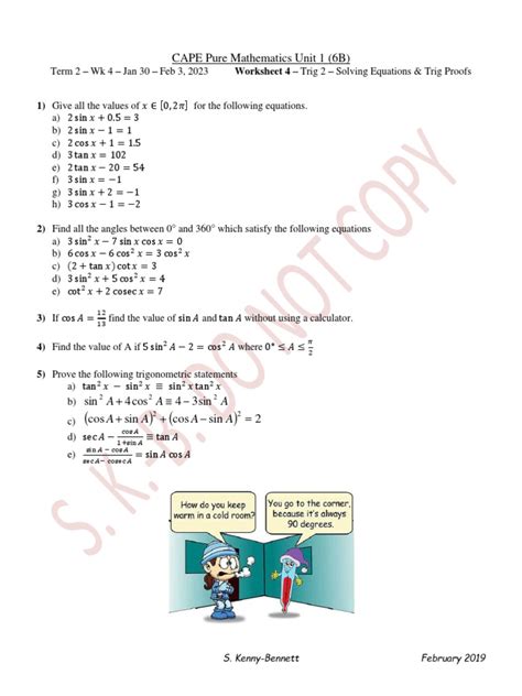 Term 2 Worksheet 4 Trigonometry 2 Pdf