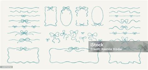 나비 리본 파란색 기발한 리본 직사각형 및 타원형 리본 물결 모양 프레임 칸막이 세트 라 돌체 비타 이탈리안 스타일 프랑스 제과점 메뉴 장식 청첩장 디자인 요소 결혼식에