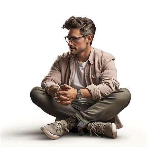 Premium Ai Image 3d Of Thoughtful Young Man Sitting Cross Legged