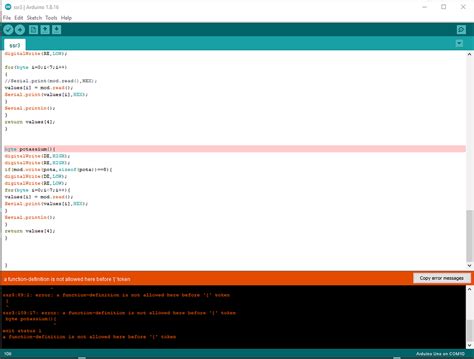 Error A Function Definition Is Not Allowed Here Before Token แก้
