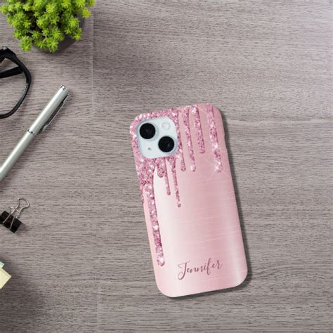 Pink Glitter Drips Name Girly Name Case Mate Iphone Case Zazzle