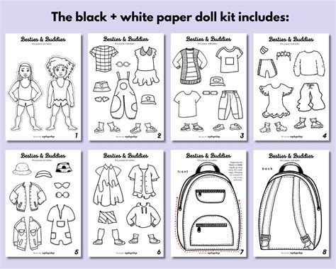 Black Paper Dolls Printable Black Girl Colouring Pages Black Etsy