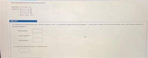 Solved Consider The Following Simplex Tableau Part 1 Of 2