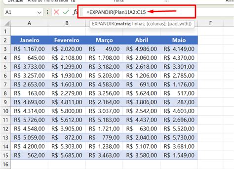 como usar a função expandir para separar tabelas no excel 365