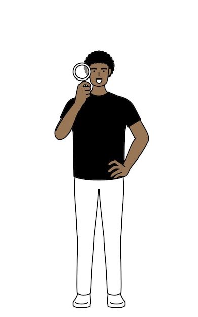 Premium Vector Africanamerican Man Looking Through Magnifying Glasses