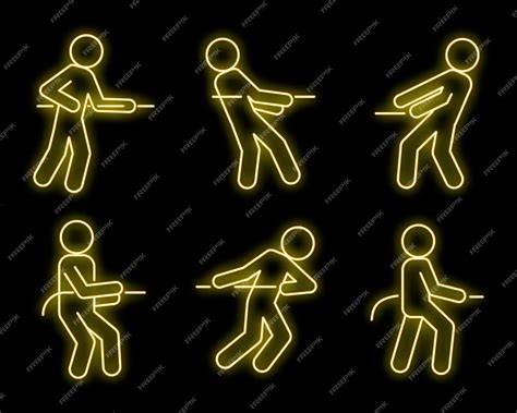 Premium Vector Tug Of War Game Icons Set Outline Set Of Tug Of War