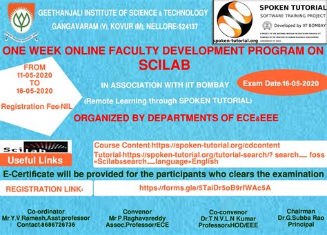 A One Week Faculty Development Programme On Scilab Programming