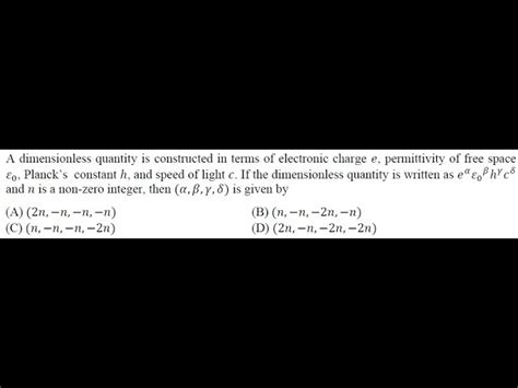 Dimensionless Quantity Video Answer For In The Expression
