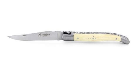 Benoit L Artisan Couteau De Laguiole Pliant Doubles Platines 12 Cm Manche En Os Mitres Inox