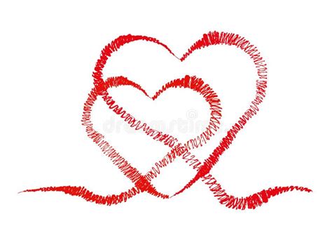 Two Drawn Hearts One Inside The Other Vector Graphics Stock Vector