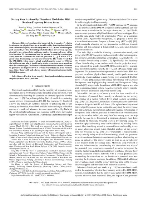 Pdf Secrecy Zone Achieved By Directional Modulation With Random