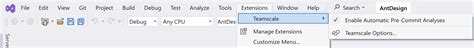 Integrating With Visual Studio Teamscale Docs