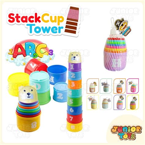 Jual Mainan Edukasi Anak Stacking Cup Susun Gelas Warna Sensory Toys