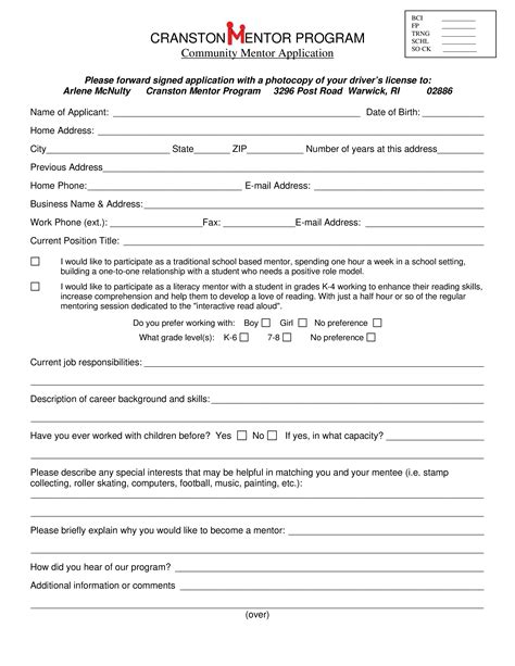 Community Mentor Application Templates At