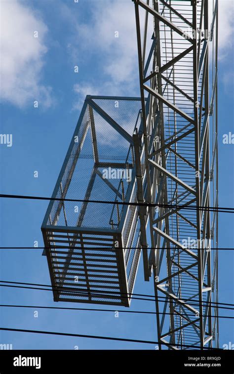 Safety Stop Above The Contact Electric Wire Of Railroad Tracks Stock Photo Alamy