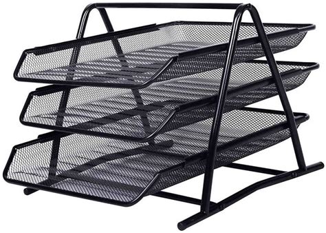Cpixen 3 Compartments Metal 3 Tier Metal Mash File Rack