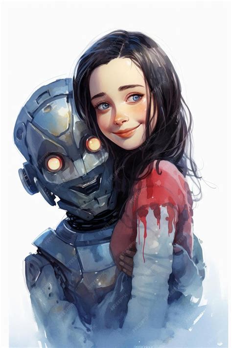 Premium Photo A Girl With A Smile And A Robot