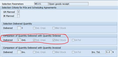 Solved Regarding We101parameter And Still To Be Invoiced Sap Community