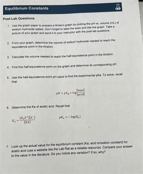 Solved Experiment 1 Equilibrium Constants Data Sheet Table