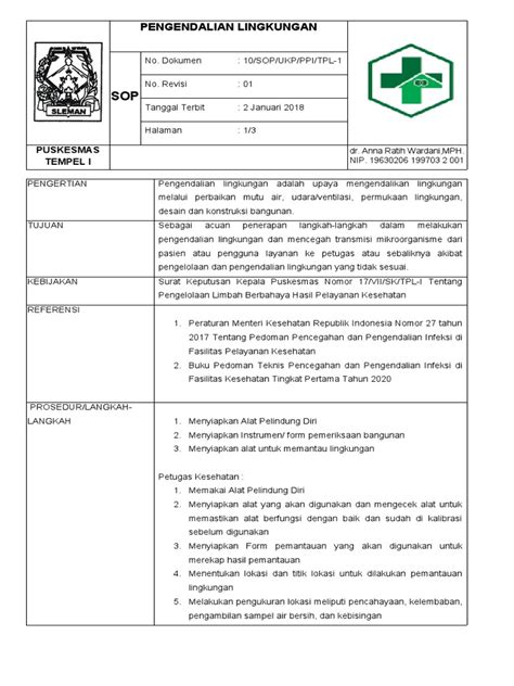 Sop Pengendalian Lingkungan Pdf