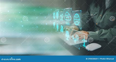 Reduce Co2 Emission Concept Technology Net Zero And Carbon Neutrality Businessman Use Laptop