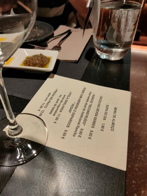 Menu Em Seven Senses Restaurante Viseu