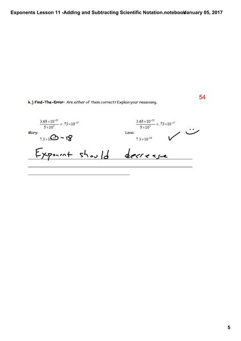 Exponents Lesson 11 Adding And Subtracting Scientific Notation Pdf