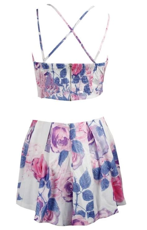 Spaghetti Strap Floral Top With Skirtfor Women Romwe