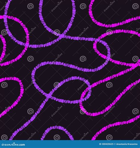Naive Seamless Squiggle Pattern With Bright Colored Textured Wavy Lines