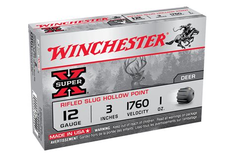 Winchester 12 Ga 3 Inch 1 Oz Rifled Slug Hollow Point Super X 5box