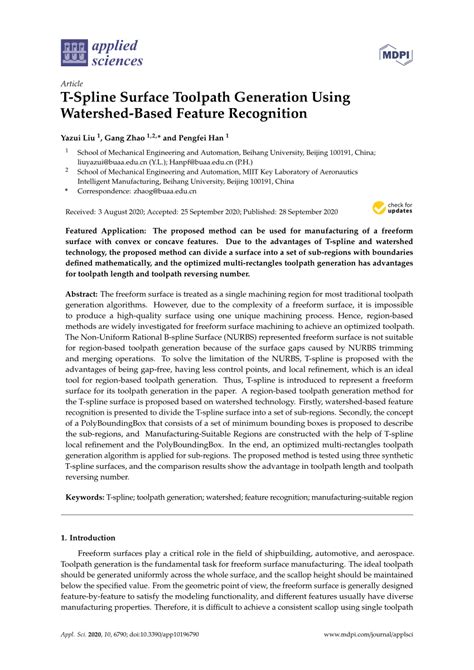 PDF T Spline Surface Toolpath Generation Using Watershed Based