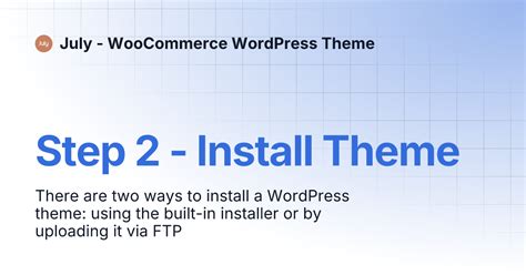 Step Install Theme July Woocommerce Wordpress Theme