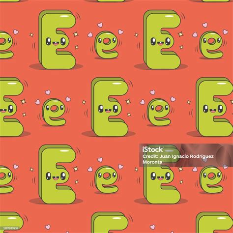 Huruf E Pola Gaya Kawaii Karakter Alfabet Ilustrasi Stok Unduh Gambar