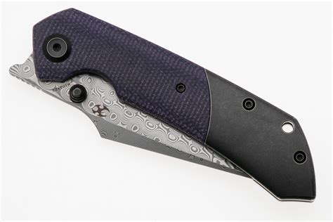 Kansept Fenrir K1034z2 Damascus Blackwashed Titanium Purple Micarta