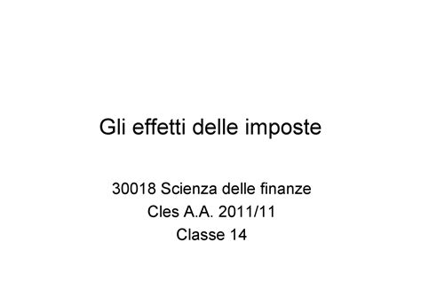 Effetti Delle Imposte Economia Docsity