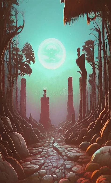 Totem Stones Abstract Digital Art Stock Illustration Illustration