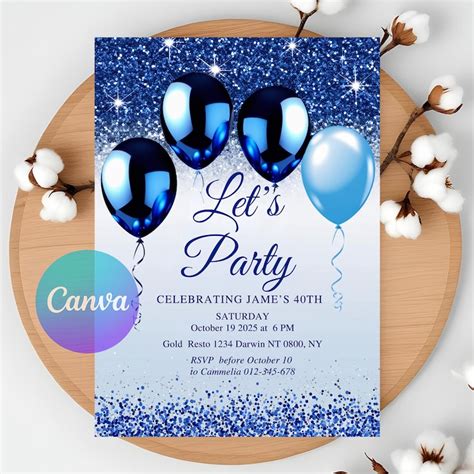 Royal Blue Invitations Etsy