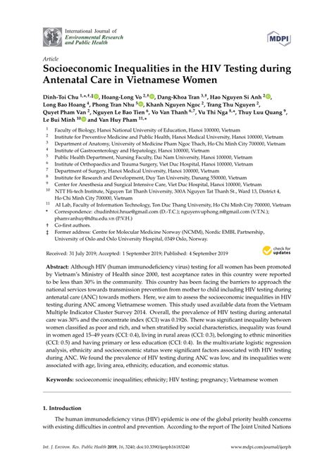 Pdf Socioeconomic Inequalities In The Hiv Testing During Antenatal