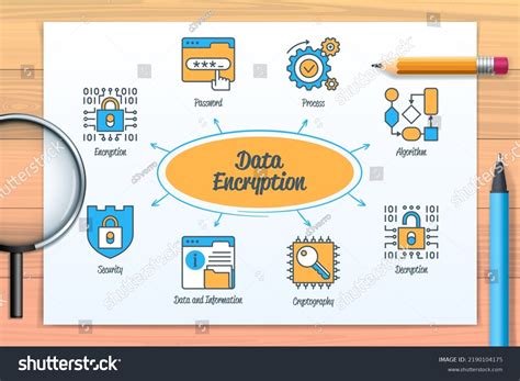 Data Encryption Chart Icons Keywords Encryption Stock Vector Royalty