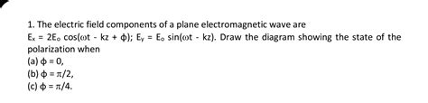 SOLVED: 1. The electric field components of a plane electromagnetic ...