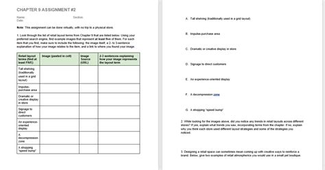 Chapter 9 Assignment 2 Section Name Date Note