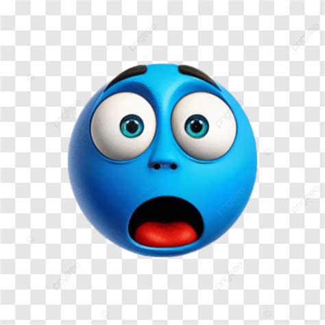 Blue Cartoon Emoji Face Shocked Expression Wide Eyes Open Mouth 3d