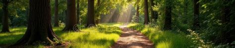 Sun Dappled Path Winding Through Ancient Longleaf Pines North Carolina