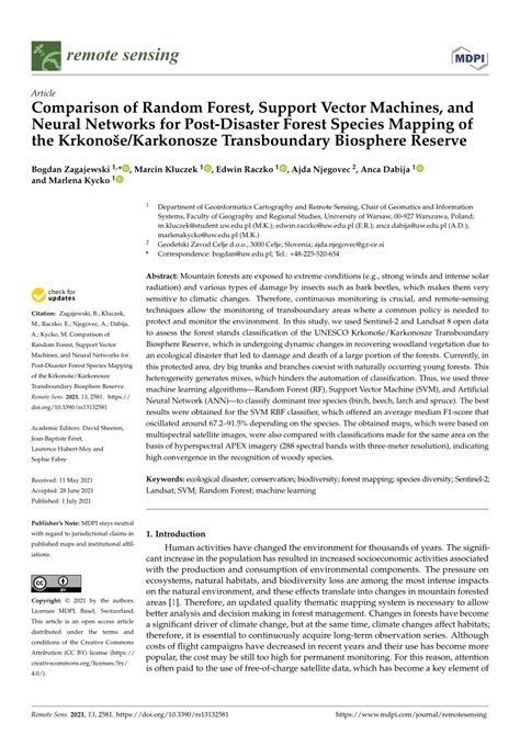 Pdf Comparison Of Random Forest Support Vector Machines And Neural Networks For Post