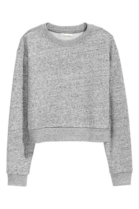 Короткий свитшот - Серый меланж - Женщины | H&M RU | Girl sweatshirts ...