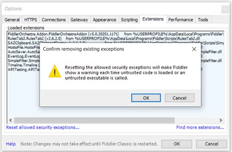 Security Warnings And Consent Dialog Fiddler Classic